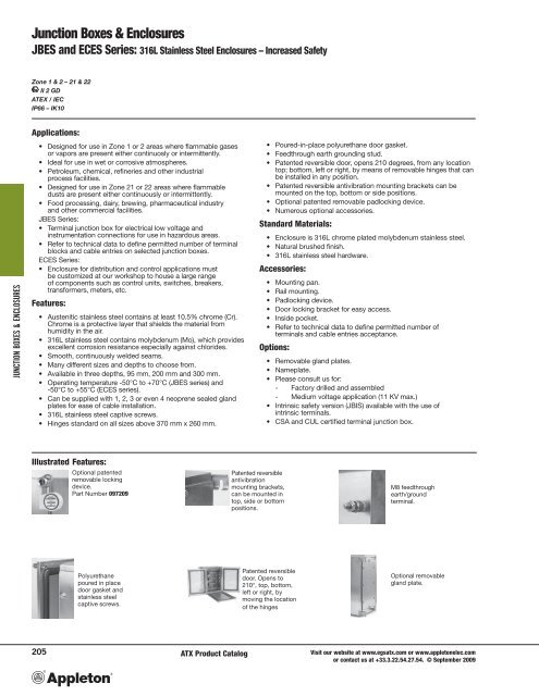 Appleton's ATX JBES and ECES Series 316L Stainless - Emerson ...