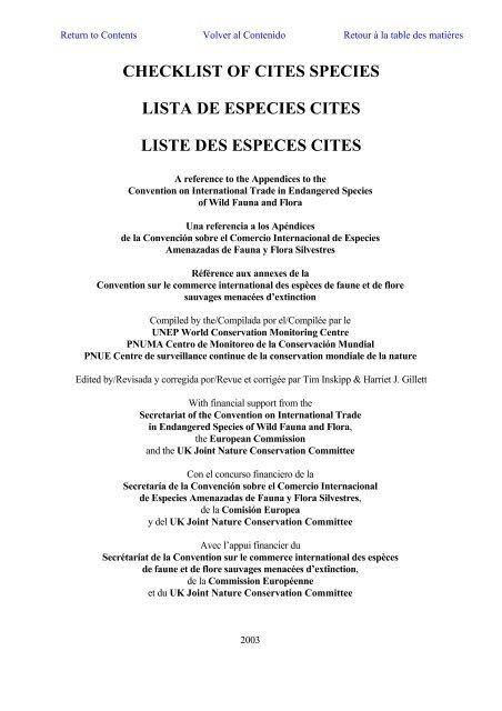 CHECKLIST OF CITES SPECIE