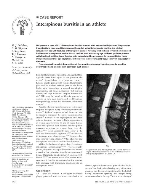 Interspinous bursitis in an athlete - The Bone & Joint Journal