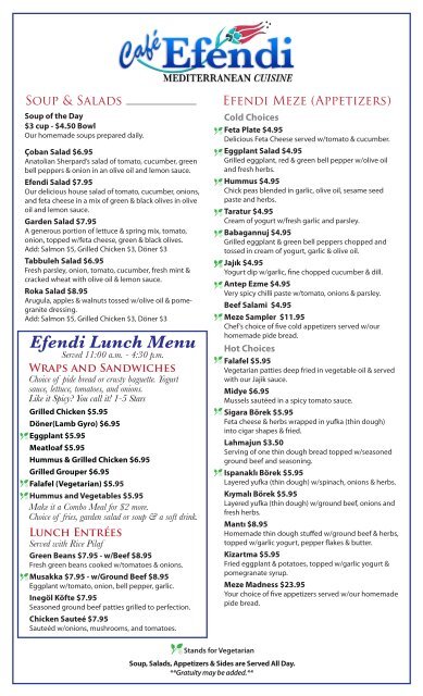 Print Menu - Cafe Efendi