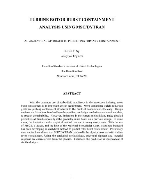 TURBINE ROTOR BURST CONTAINMENT ... - MSC Software