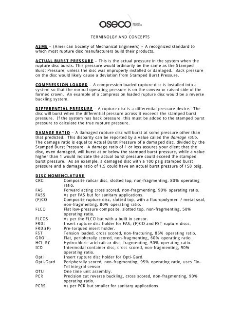 Rupture Disc Terminology and Concepts - Oseco