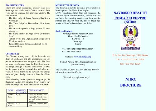 NHRC BROCHURE - Navrongo Health Research Centre