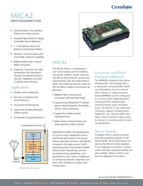 MICA2 Datasheet - Crossbow Technology