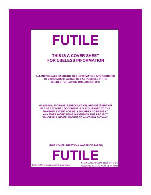 Cover Sheets for Classified Information (Spoof)