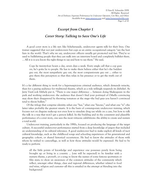 Excerpt from Chapter 1 Cover Story - Undercover Operations