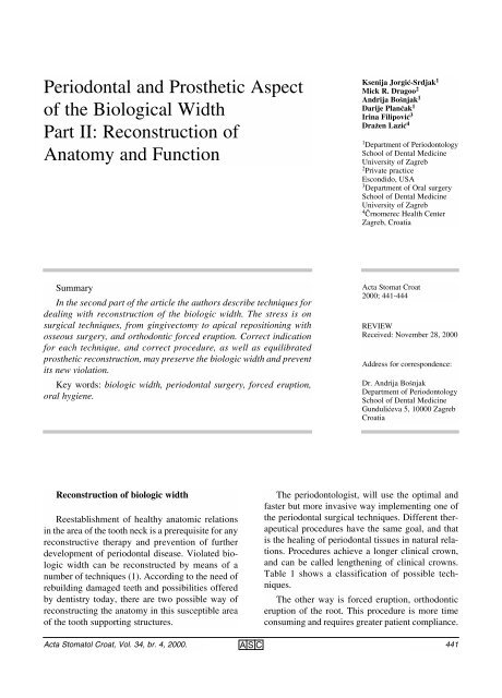 Periodontal and Prosthetic Aspect of the Biological Width Part II ...