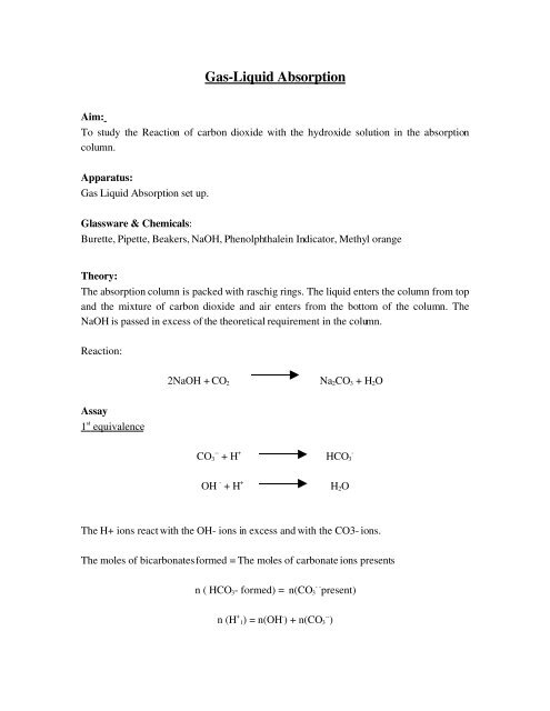 Gas Liquid Absorption manual (pdf)