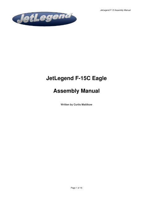 JetLegend F-15C Eagle Assembly Manual