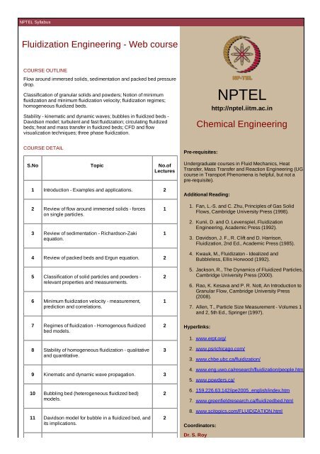 applications of fluidization - NPTel