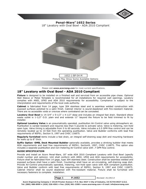 Penal-Ware 1652 Series - Acorn Engineering