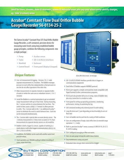 Accubar® Constant Flow Dual Orifice Bubble Gauge/Recorder 56 ...