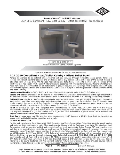 Penal-Ware 1435FA Series - Acorn Engineering