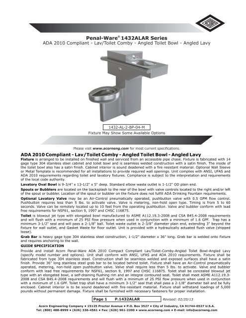 Penal-Ware 1432ALAR Series - Acorn Engineering