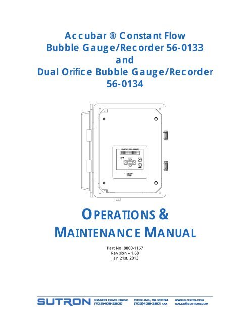 OPERATIONS & MAINTENANCE MANUAL - Sutron Corporation
