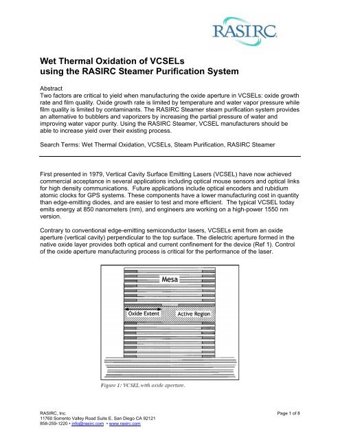 Oxidation of Compound Semiconductors - RASIRC