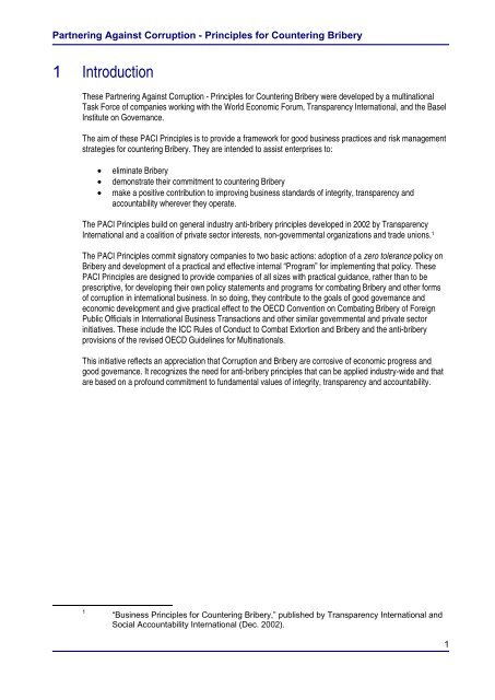 PACI Principles for Countering Bribery - World Economic Forum