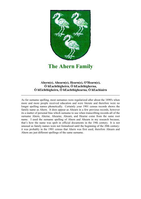 The Ahern Family - Homepages Rootsweb