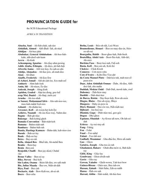 Africa Pronunciation Guide