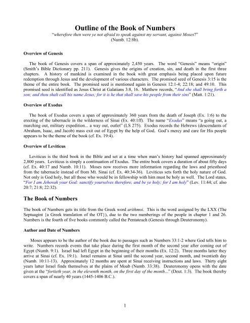 Outline of the Book of Numbers 2 - The Floral Heights Church of Christ