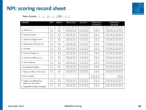 NPI: scoring record sheet