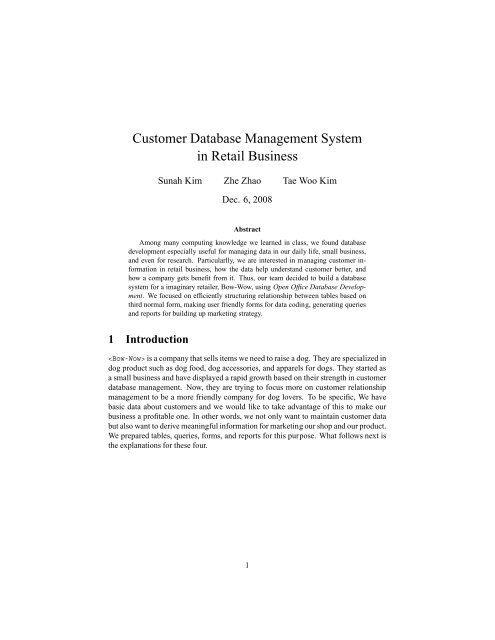 Customer Database Management System in Retail Business