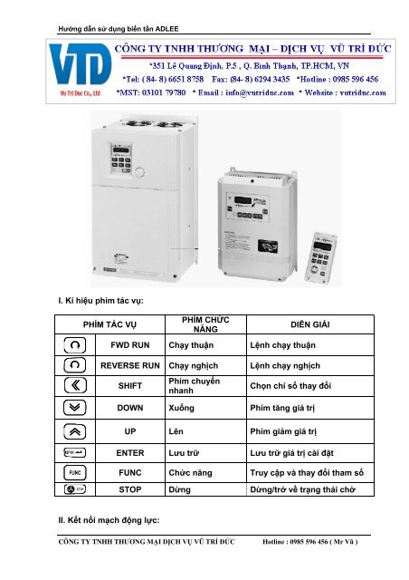 HƯỚNG DẪN SỬ DỤNG BIẾN TẦN ADLEE POWER DÒNG ...
