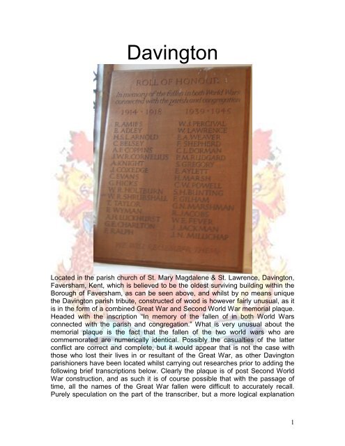 Davington - Kent Fallen