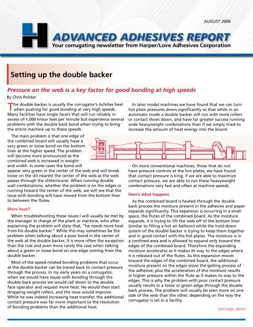 Newsletter August 2006 - Harper/Love Adhesives