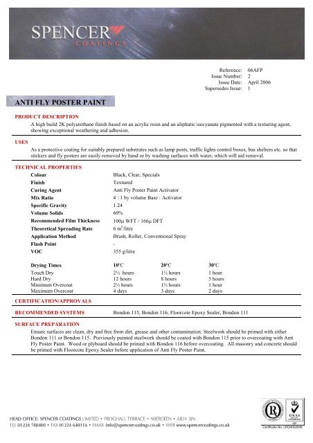 ANTI FLY POSTER PAINT - Spencer Coatings