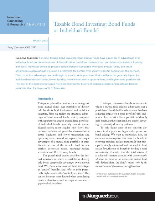 Taxable Bond Investing: Bond Funds or Individual Bonds? - Vanguard