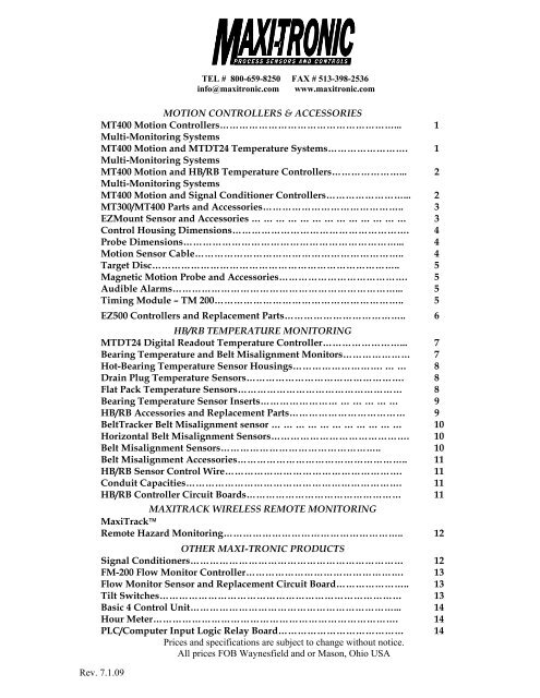 MaxiTronic Price List WEBSITE VERSION with Index
