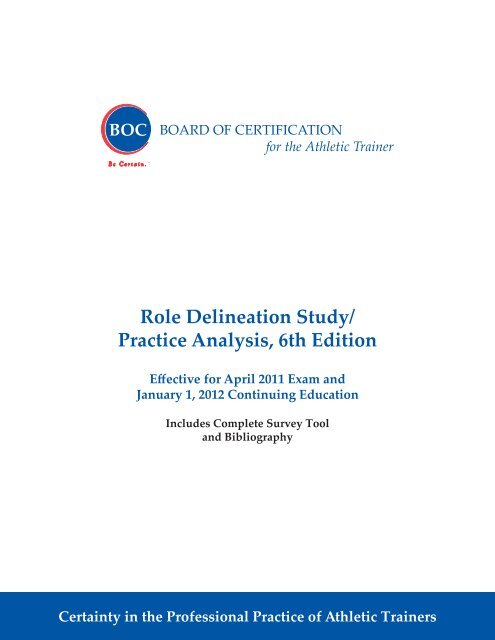 Role Delineation Study/ Practice Analysis, 6th Edition - School of ...