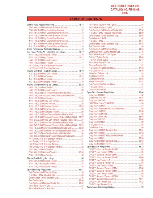 TABLE OF CONTENTS Weatherly Index 020 Catalog no ... - USPARTS