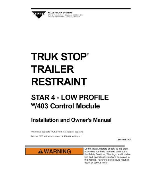 TRUK STOP® TRAILER RESTRAINT
