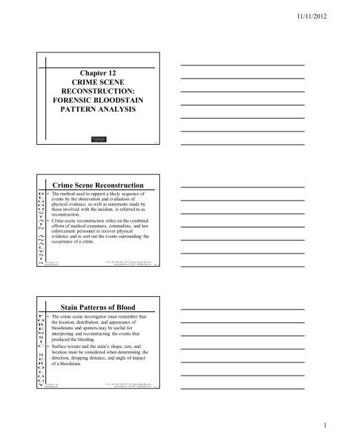 Chapter 12 CRIME SCENE RECONSTRUCTION: FORENSIC ...