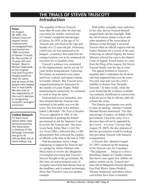 THE TRIALS OF STEVEN TRUSCOTT Introduction - News in review