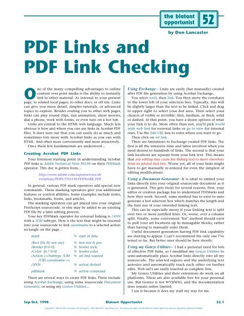 PDF Links and PDF Link Checking