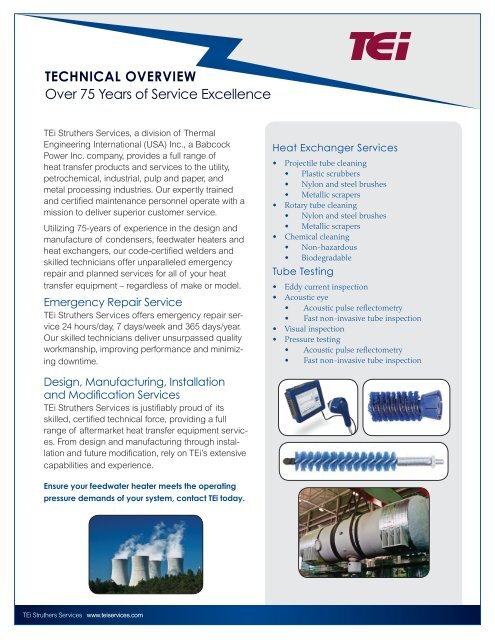 TEi Struthers Services Company Summary - Babcock Power, Inc.