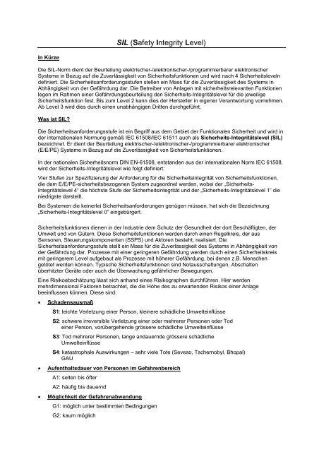 SIL Safety Integrity Level - TRI-MATIC