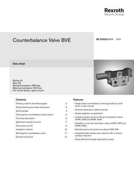 Counterbalance Valve BVE - Bosch Rexroth