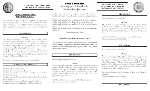 Novena al Divino Rostro - Hijas de la Inmaculada concepción de ...