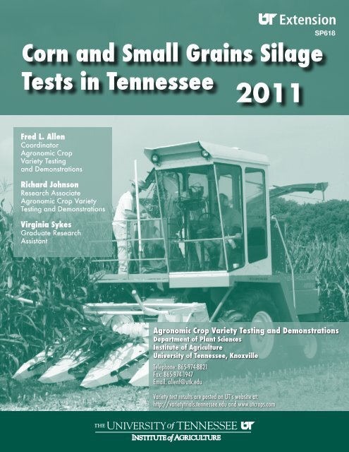 Corn and Small Grains Silage Tests in Tennessee - UT Extension