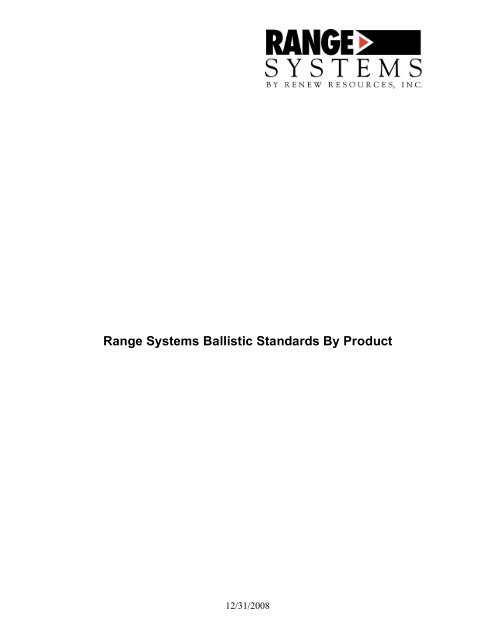 Range Systems Ballistic Standards By Product