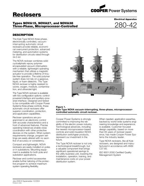 280-42 Types NOVA15, NOVA27, and NOVA38 Three-Phase ...