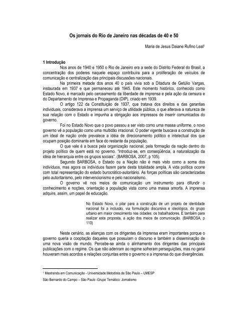 Os jornais do Rio de Janeiro nas décadas de 40 e 50