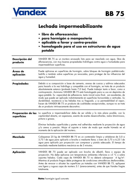 BB 75 Lechada impermeabilizante