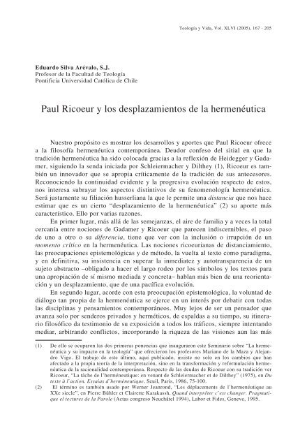 Paul Ricoeur Y Los Desplazamientos De La Hermenéutica Scielo
