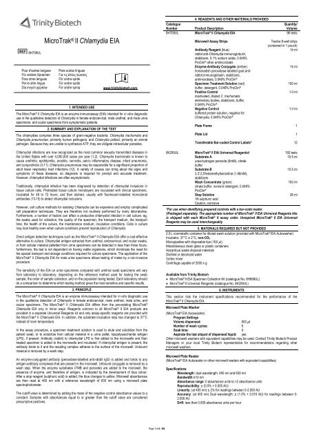 MicroTrak® IIChlamydia EIA - Trinity Biotech PLC