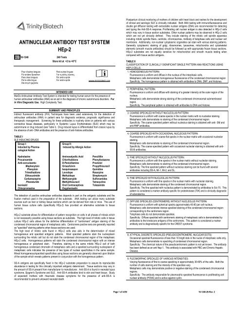 ANTINUCLEAR ANTIBODY TEST SYSTEM HEp 2 Trinity Biotech antinuclear-antibody-test-system-hep-2-trinity-biotech
